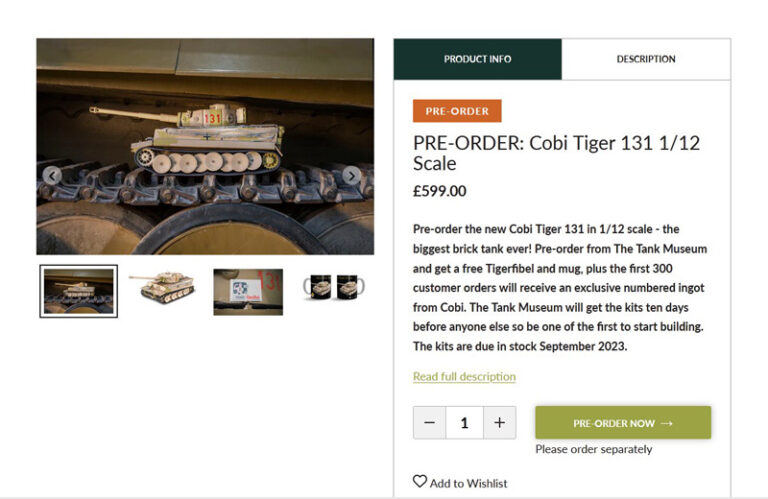 COBI 2801 Tiger 131 (Panzerkampfwagen VI) – Neues zur Verfügbarkeit